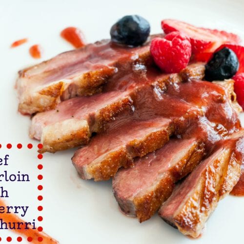 Beef Tenderloin with Raspberry Chimichurri - The Produce Moms