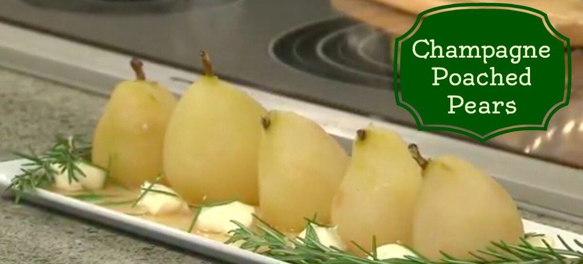 Champagne Poached Pears Recipe - The Produce Moms
