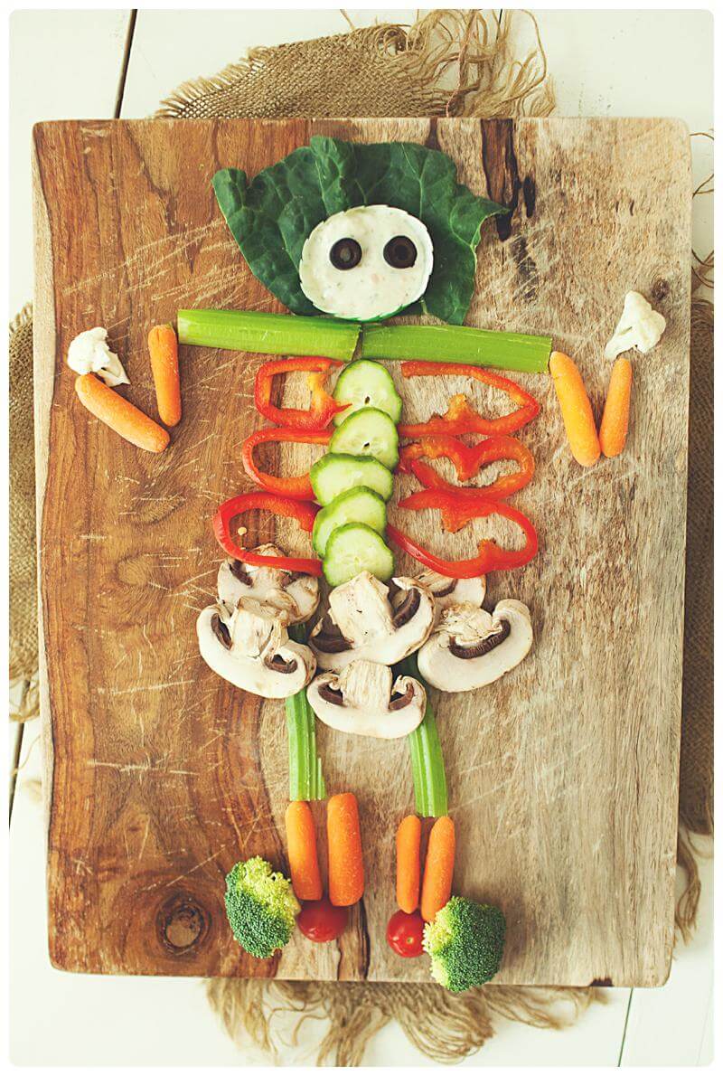 Skeleton Veggie Tray | Easy Halloween Party Tray - The Produce Mom