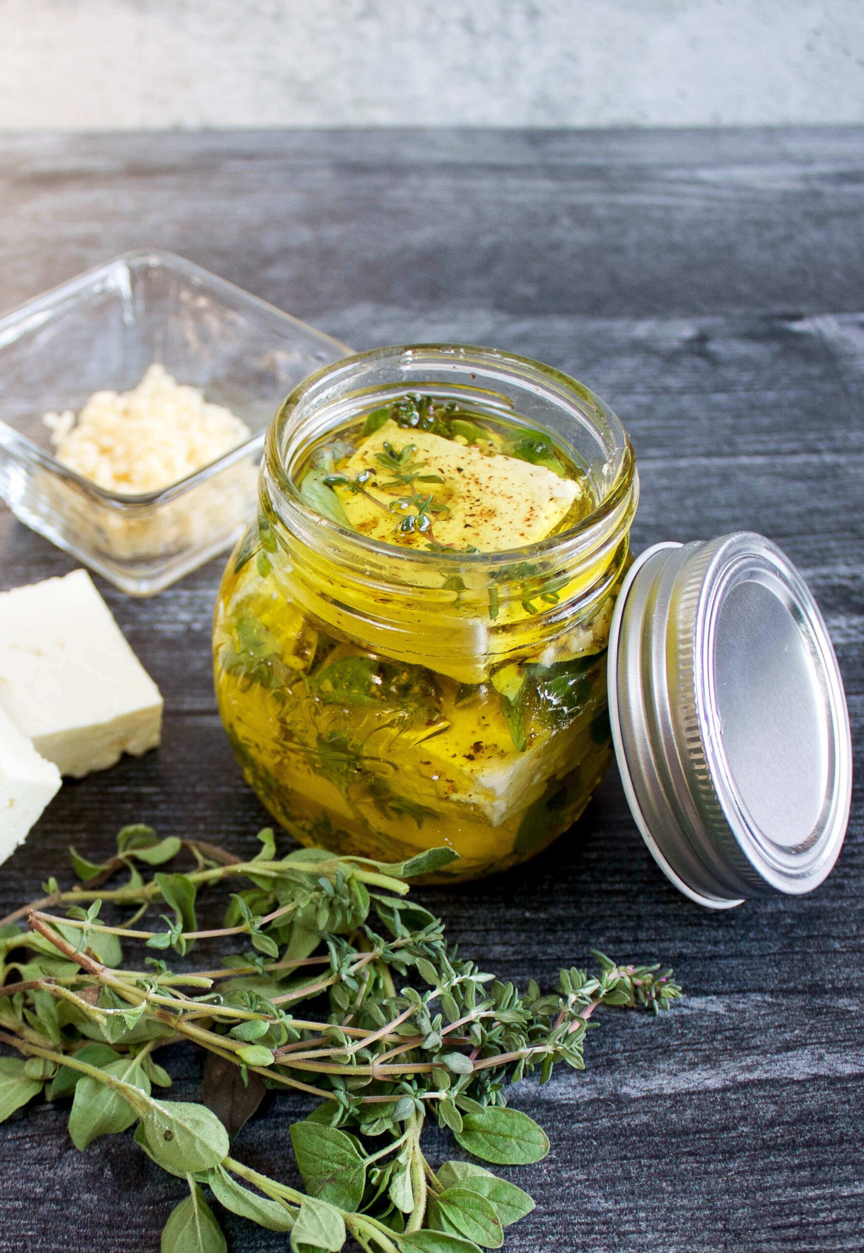 Marinated Feta Cheese With Herbs and Garlic - The Produce Moms