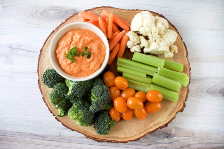 Roasted Red Pepper Veggie Dip - The Produce Moms