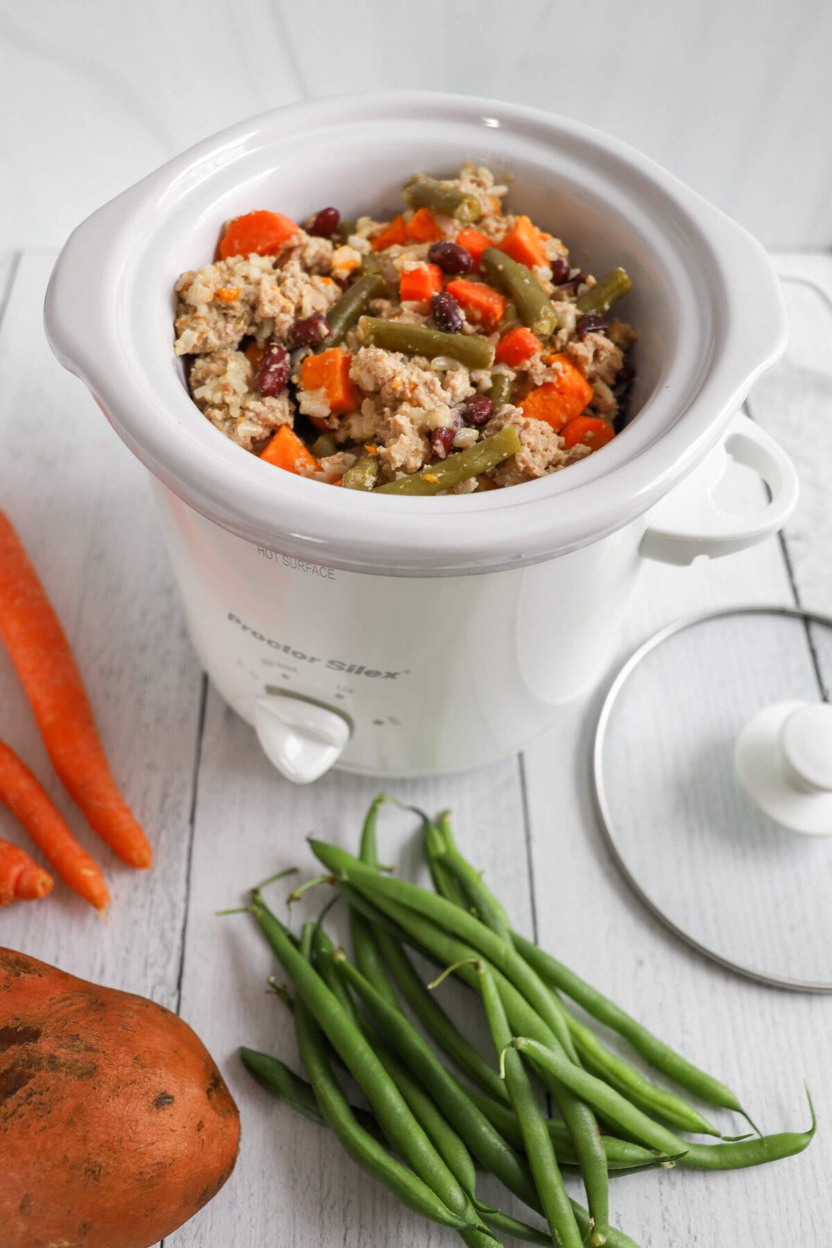 Easy Slow Cooker Dog Food with Ground Turkey and Veggies