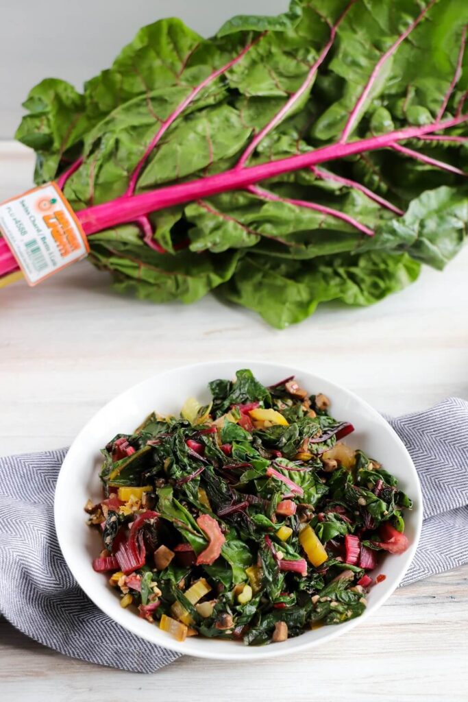 Sautéed Swiss Chard with Garlic and Mushrooms - The Produce Moms