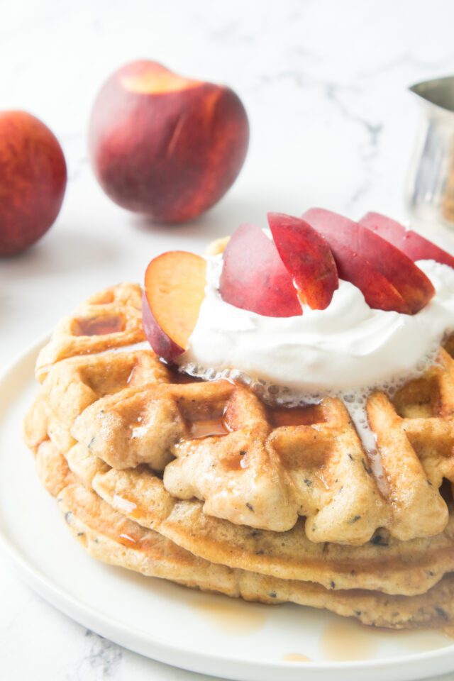 Peaches and Cream Waffle Recipe - The Produce Moms