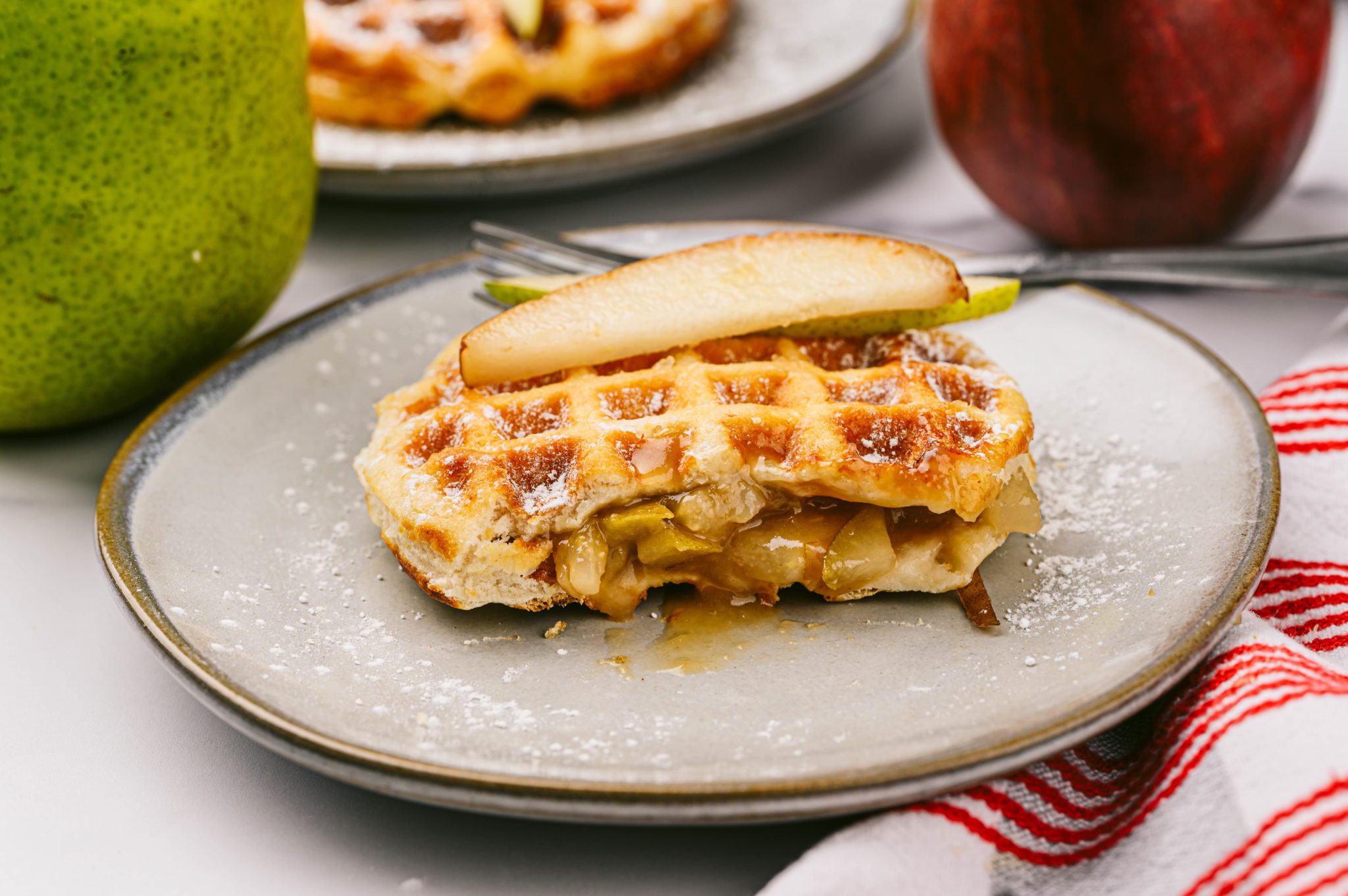 Pear Stuffed Biscuit Waffles For An Upscale Brunch At Home - The ...