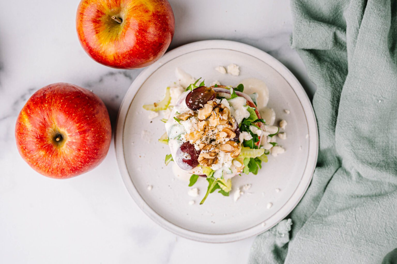 Elegantly Stacked Waldorf Apple Salad With a Creamy Vinaigrette (Mayo ...