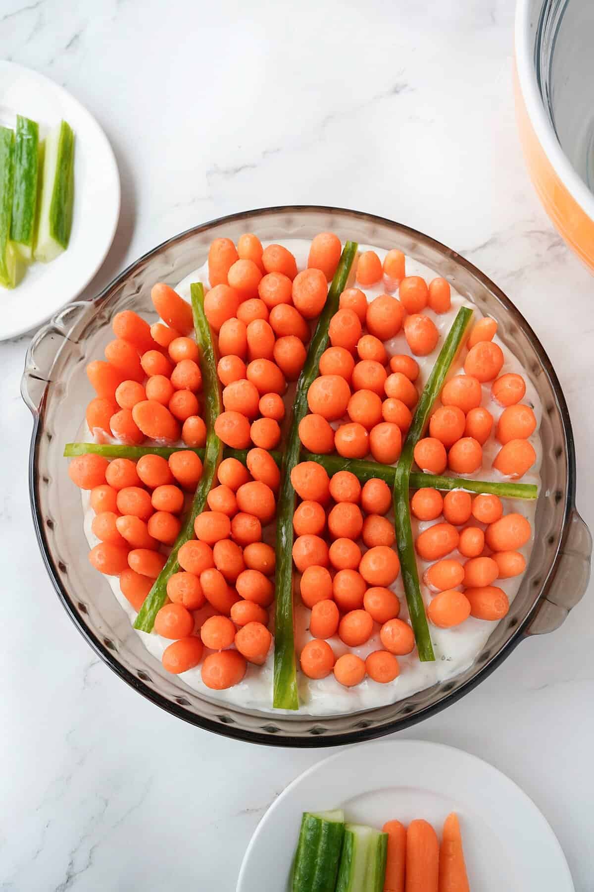 Basketball Carrot Dip Snacking Tray - The Produce Moms