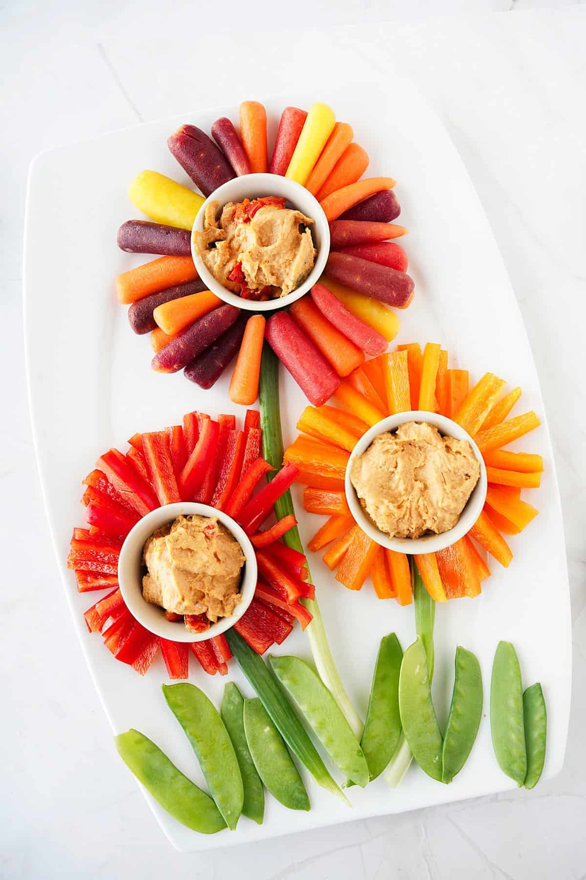 Quick & Easy Flower Veggie Tray - The Produce Moms