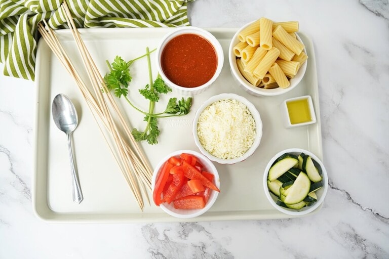 Veggie Pasta Kabobs - The Produce Moms