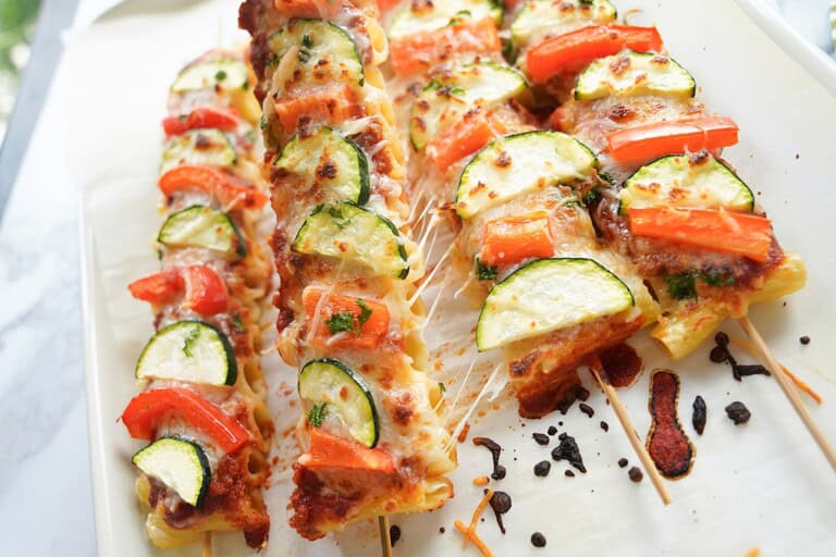 Veggie Pasta Kabobs - The Produce Moms